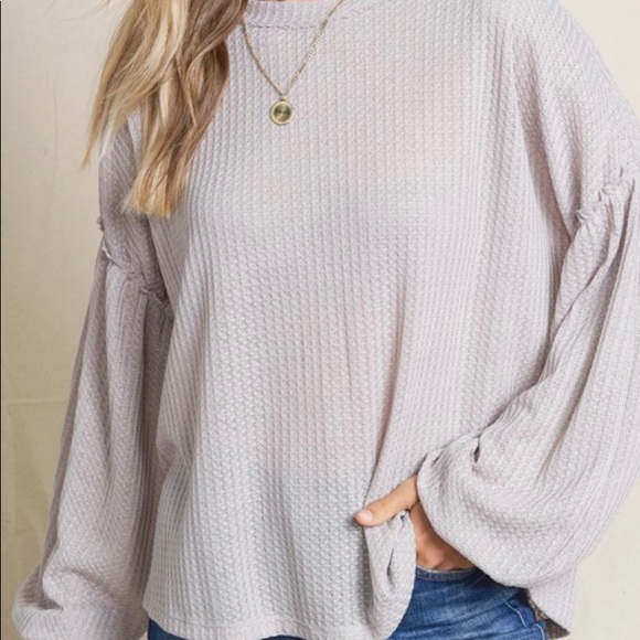Tops | Puff Sleeve Waffle Knit | Poshmark